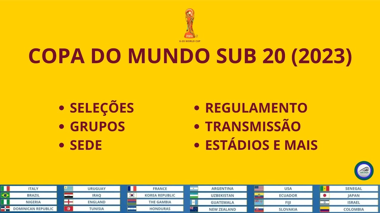Copa do Mundo Sub 20 (2023): Seleções, Grupos, Sede, Estádios ...