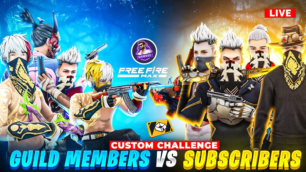 FREE FIRE LIVE CUSTOM ROOM || 1v2 1v3 & 1v4 V-BADGE GUILD TEST # ...