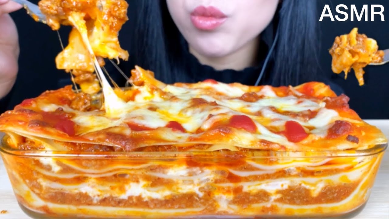 ASMR Cheesy Lasagna | Mukbang (Eating Sounds) - YouTube