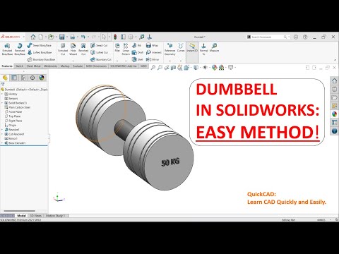 How to create Dumbbell in SolidWorks | QuickCAD Tutorials | Easy Method.