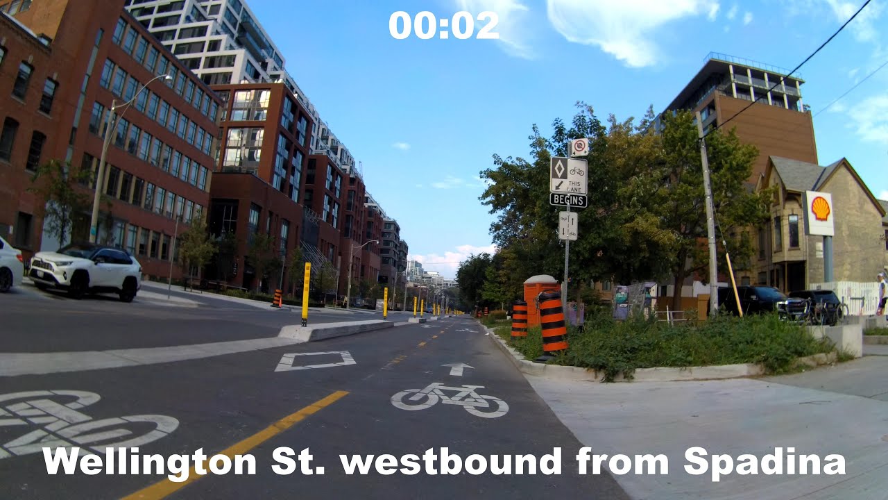 Testing new Wellington St. bi-directional bike lanes from Spadina to ...