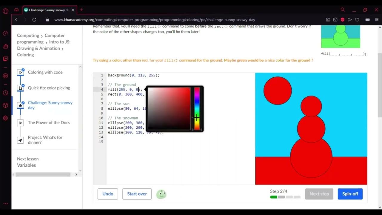Challenge: Sunny Snowman {Khan academy} - YouTube