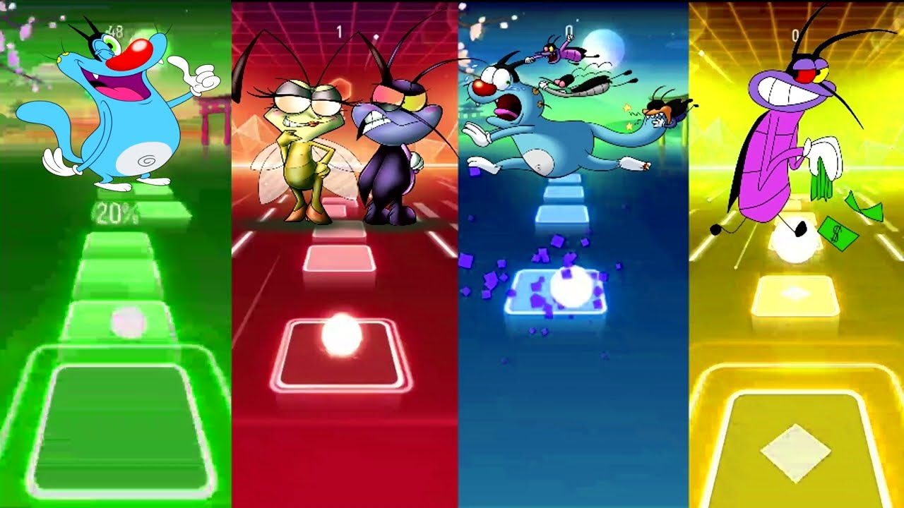 Oggy and the Cockroaches Game Tiles Hop - YouTube