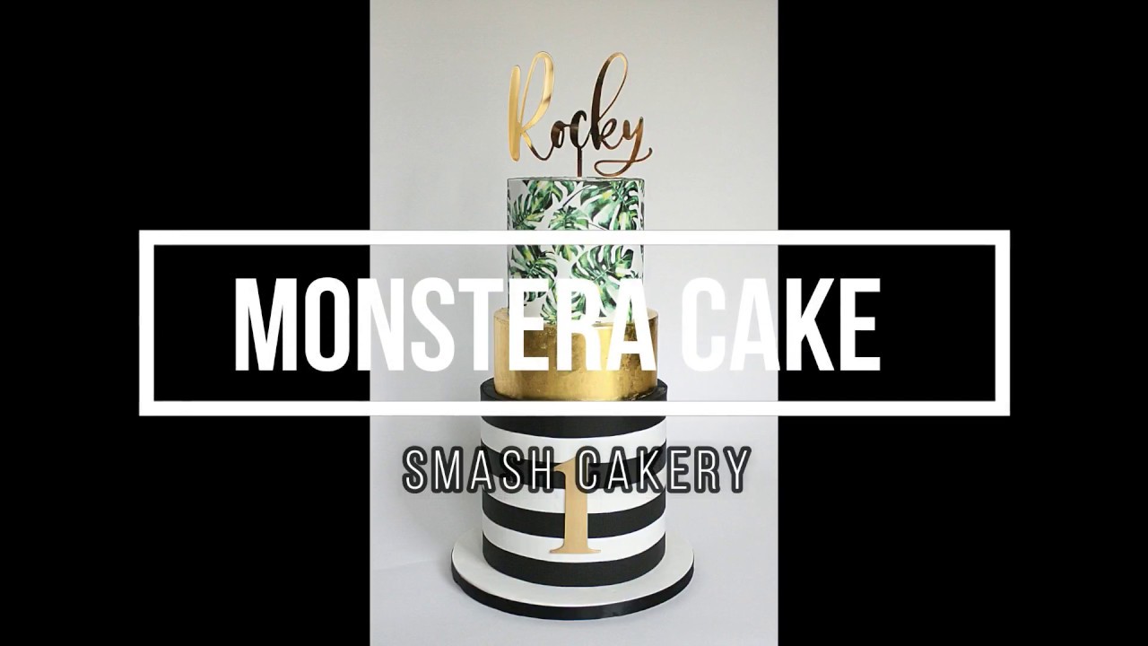 Modern Monstera Tropical Leaves Cake - YouTube
