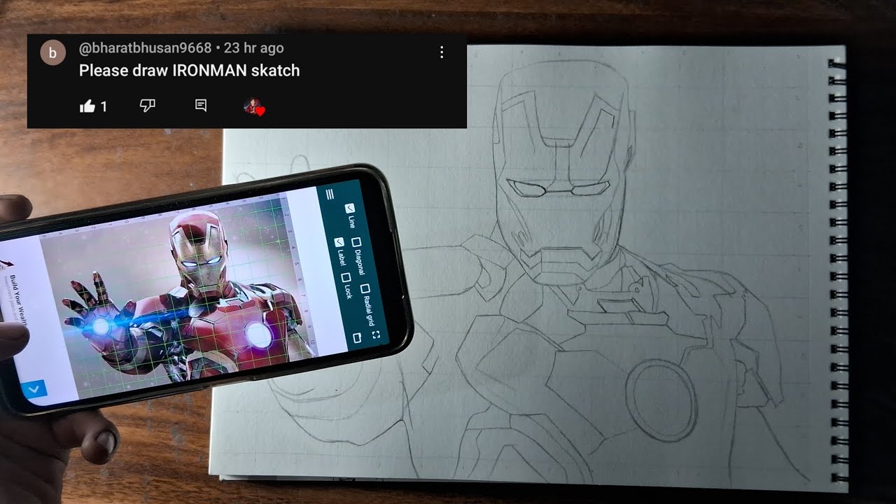 Draw a Iron man sketch,outline tutorial,step by step 😍 - YouTube