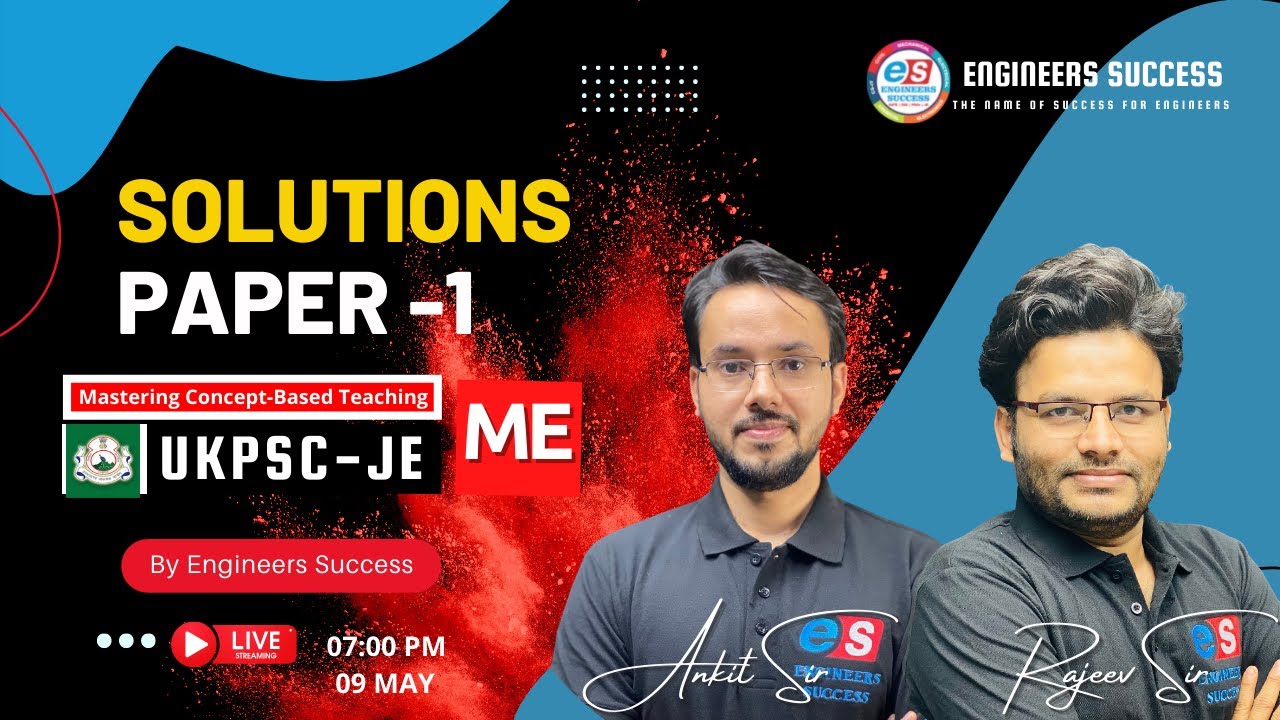 UKPSC JE (Mechanical) Paper-01 Solution || Ankit Sir || UKPSC JE 2022 ...