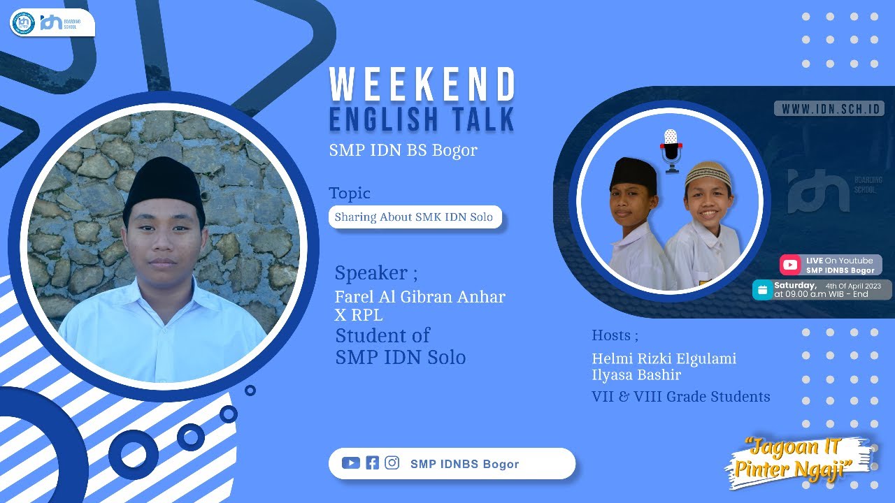 Weekend English Talk | Sharing about SMK IDN Solo - YouTube