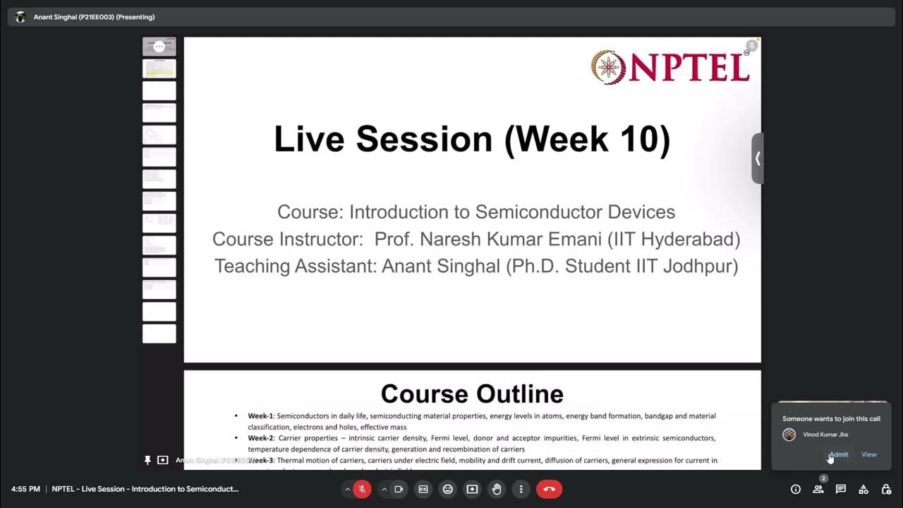 noc24 EE99 - Introduction to Semiconductor Devices - NPTEL - Week 10 - YouTube