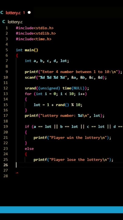 lottery program in c @oyecode #coding #programminglanguage #clanguage #computer - YouTube