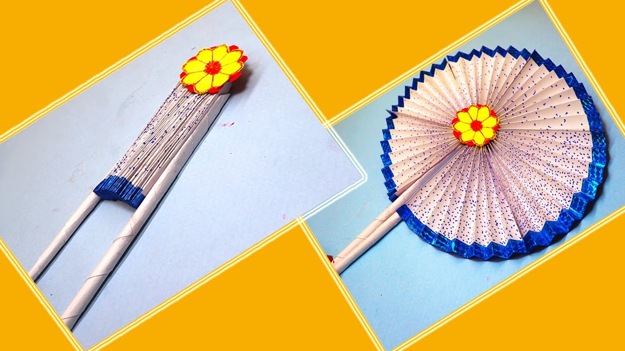 Origami - How to make paper fan | DIY | Easy paper fan making | 5 ...