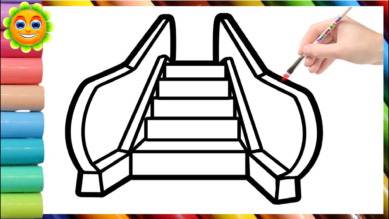 How To Draw a Escalator Drawing Easy . Easy Escalator Drawing step by ...