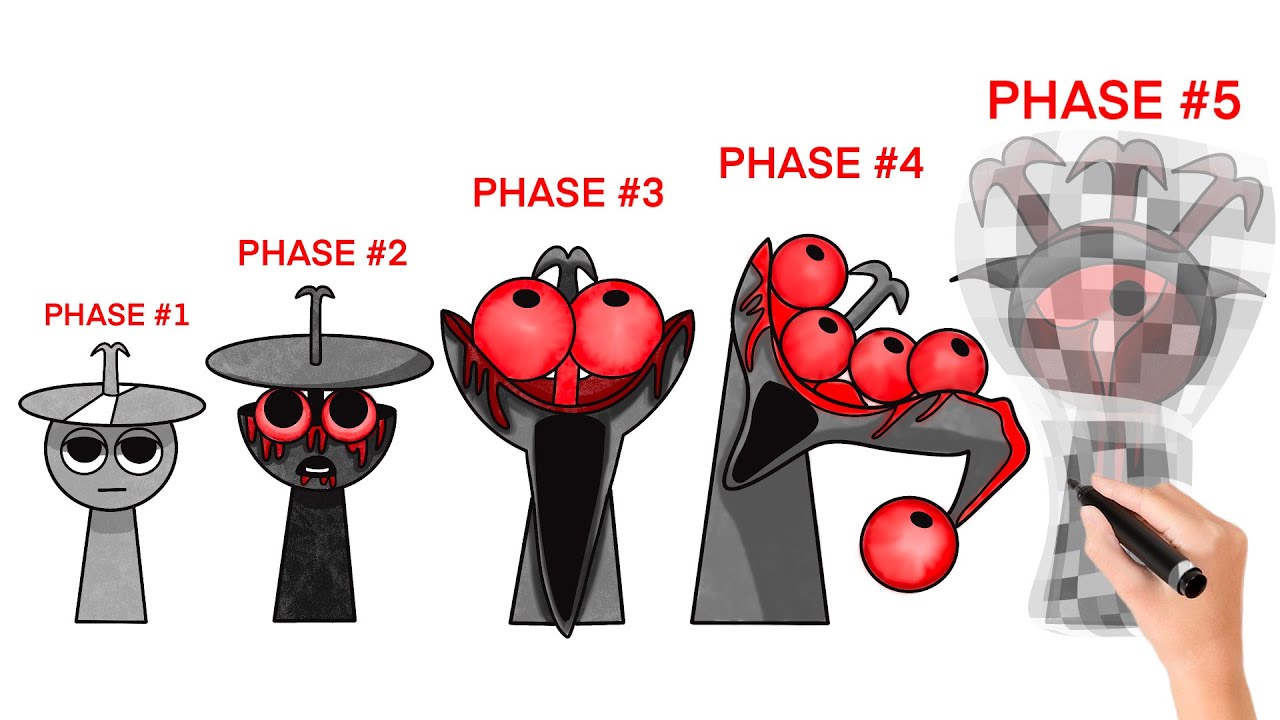Drawing Incredibox Sprunki Phase 1 VS Phase 2 VS Phase 3 VS Phase 4 VS ...