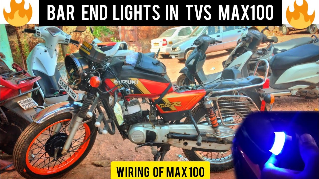 Bar end lights in max100 😱😱..wiring of max100. tvs max100R fully ...