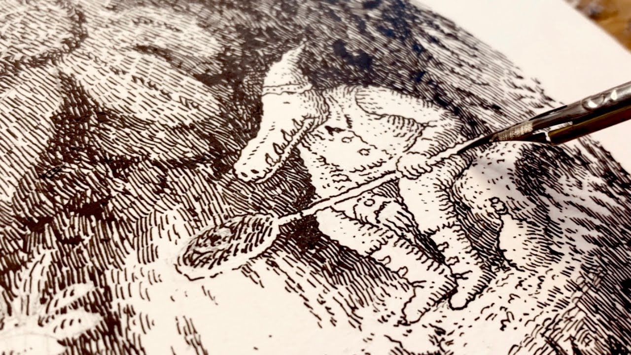 Dip Pen Ink Drawing "Campfire" - YouTube