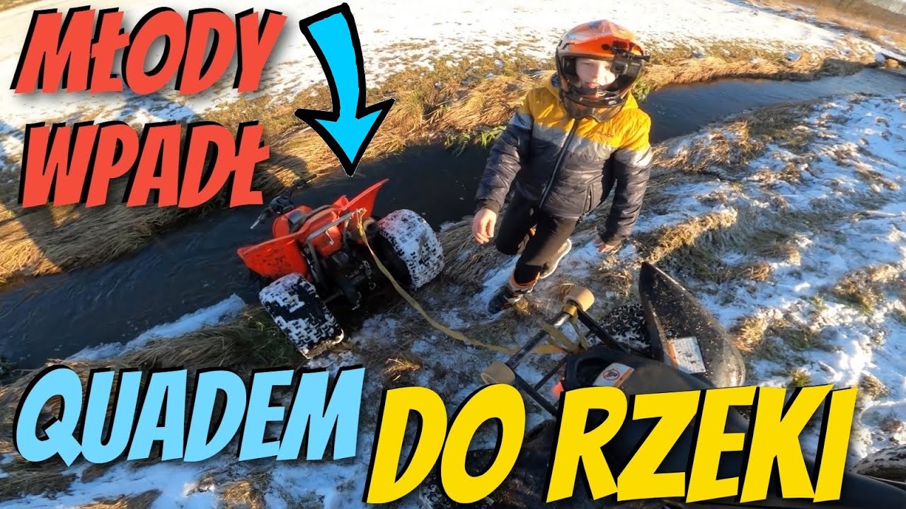 Młody wpadł nowym quadem DO RZEKI / Quadami po lodowisku / Wyciaganie ...