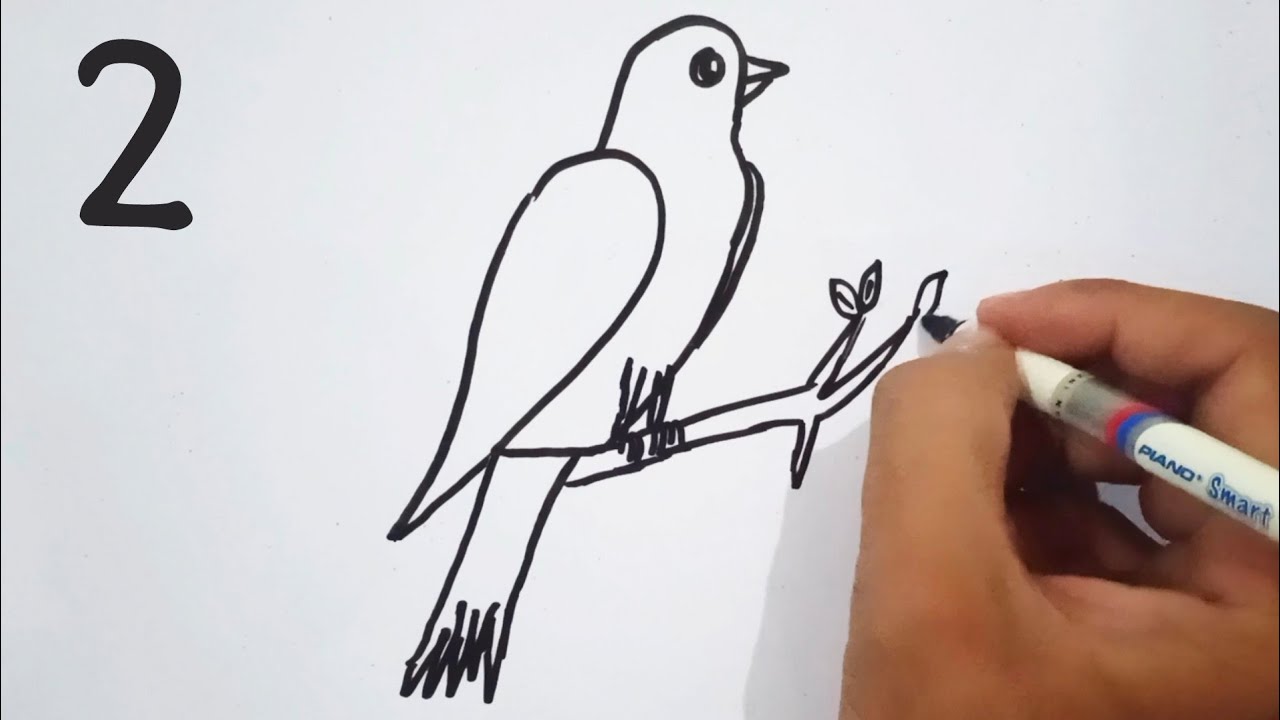 How to Draw Cute Bird 🕊 with Number 2 | Birds Drawing for Kids | Step ...