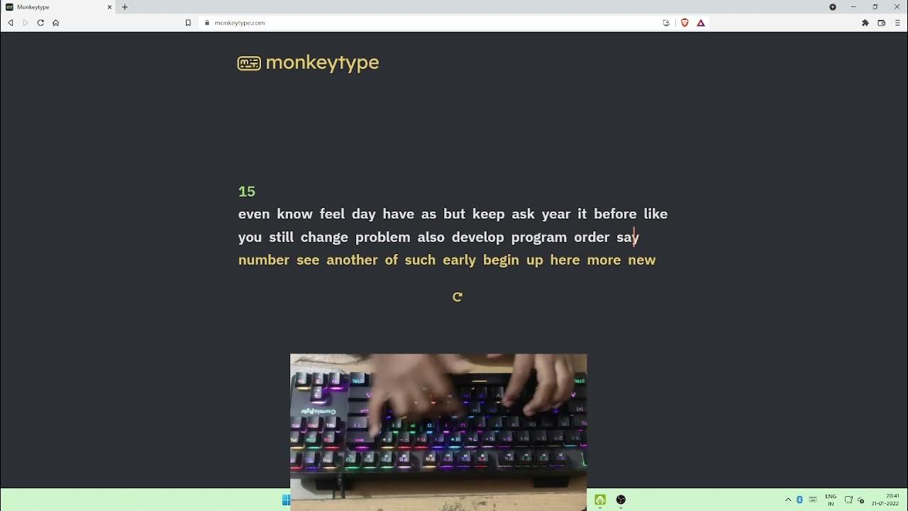 Typing Practice, 82 WPM speed on monkeytype with handcam. - YouTube