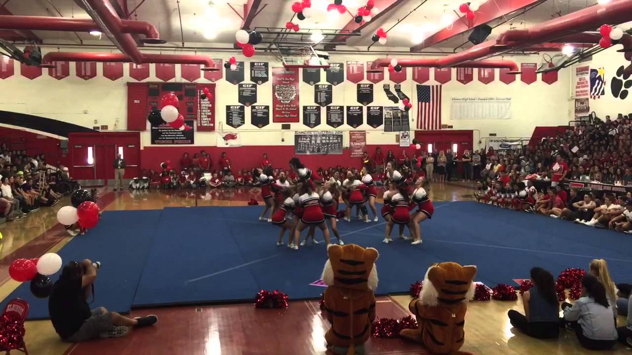 EHS cheer homecoming pep rally performance 2015 - YouTube