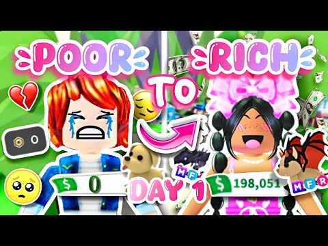 Trading From POOR To RICH In 7 Days Adopt Me Challenge (DAY 1) 🫧💗👑