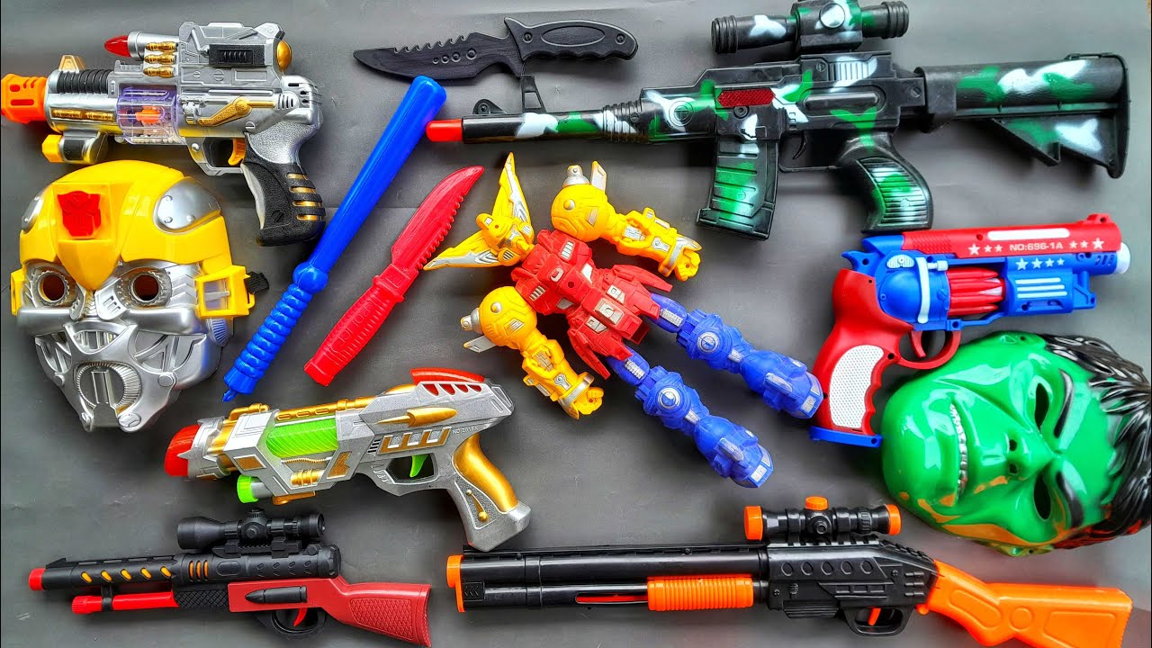 Collecting 7 Sniper Guns and AK47 Guns Captain America Pistol Water Gun ...