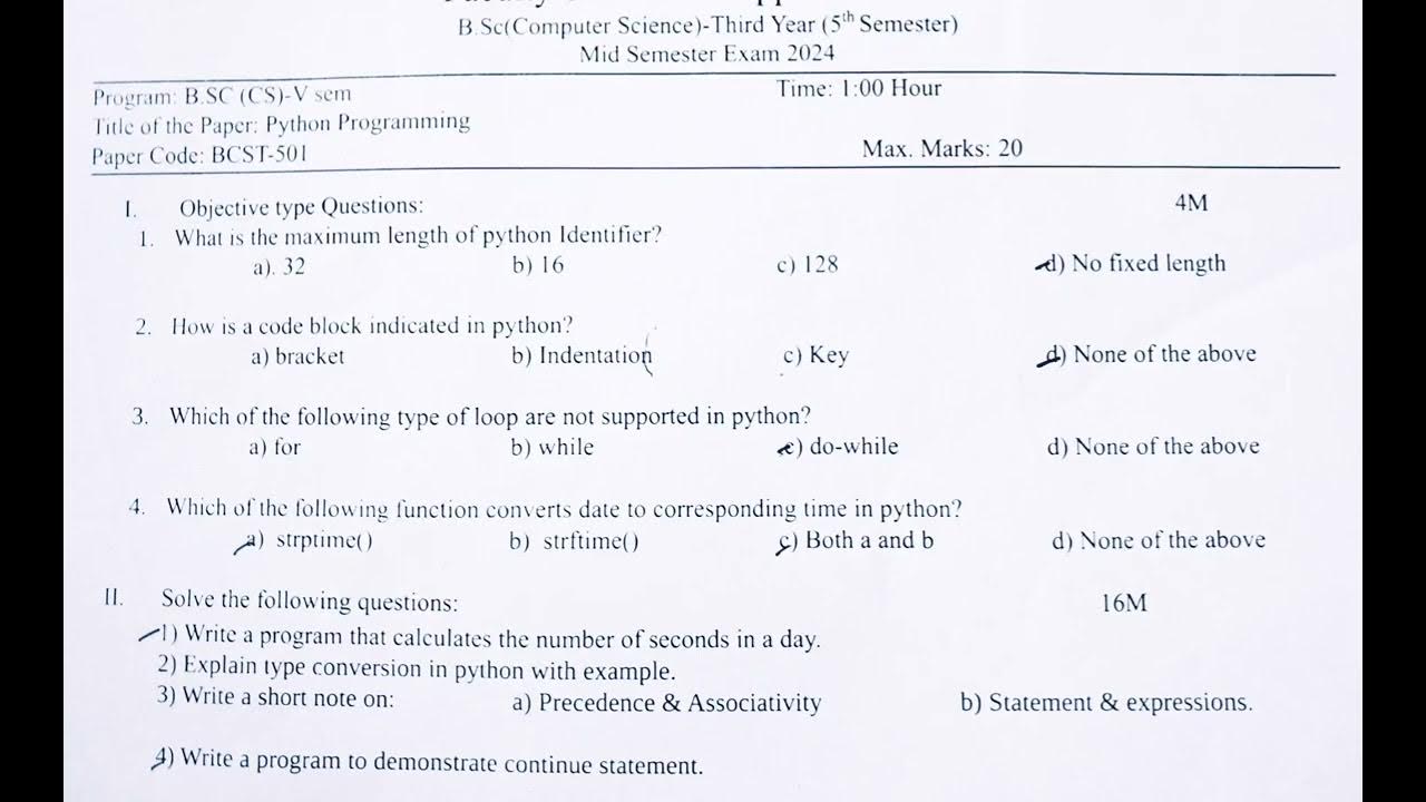 Python Programming Question Paper Internal Bsc.CS @CS_Spot - YouTube