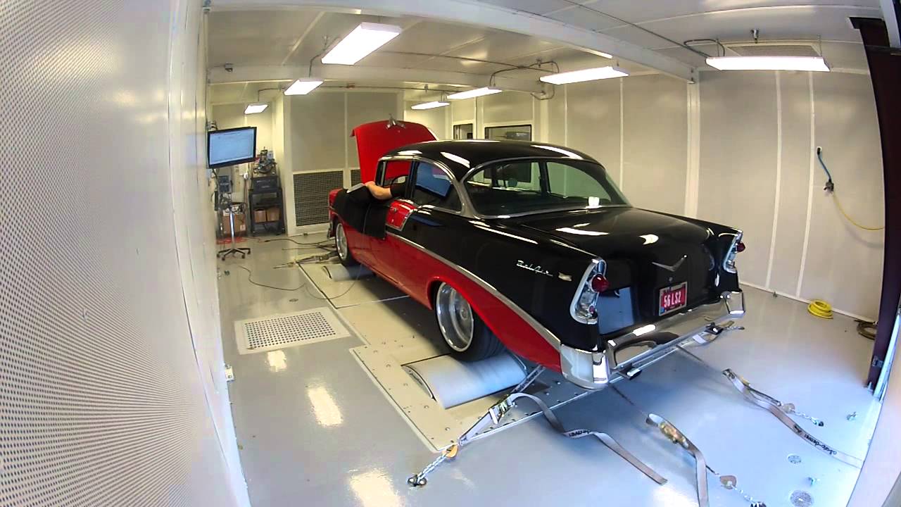 LS2 Powered 56 BelAir on the Dyno at Karl performance - YouTube