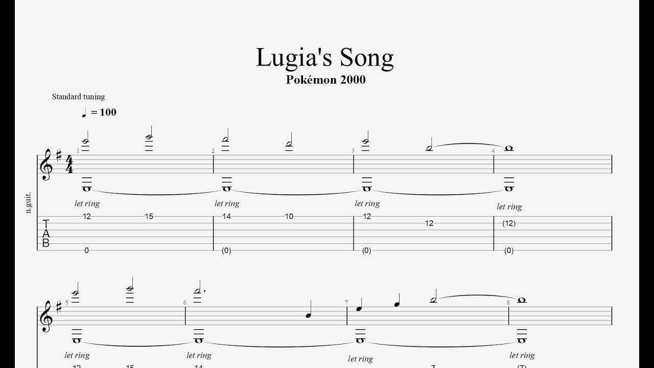 Lugia's Song (tab) - Pokémon 2000 - YouTube