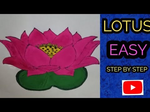 Lotus painting easy step by step/lotus drawing/Lincy Janeesh - YouTube