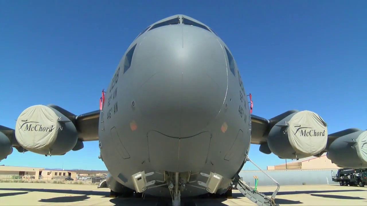Drone Flies Over C17 At Edwards Air Force Base Youtube