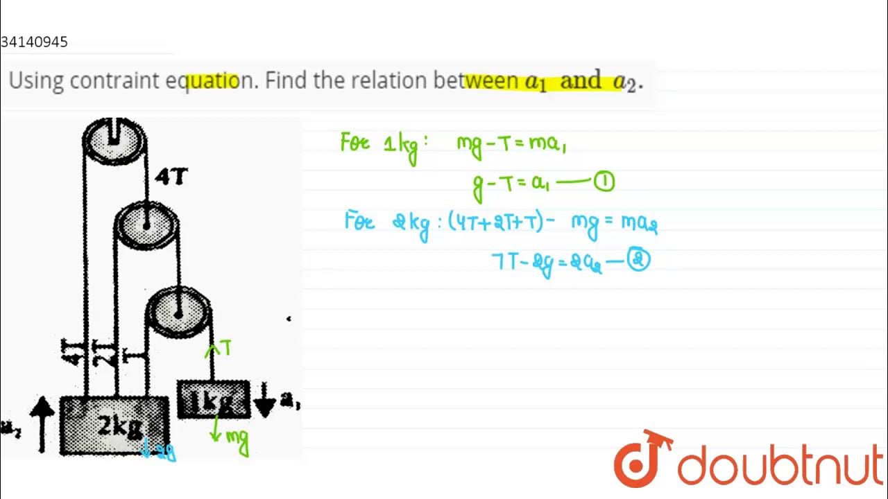Using contraint equation. Find the relation between `a_(1) and a_(2).` - YouTube