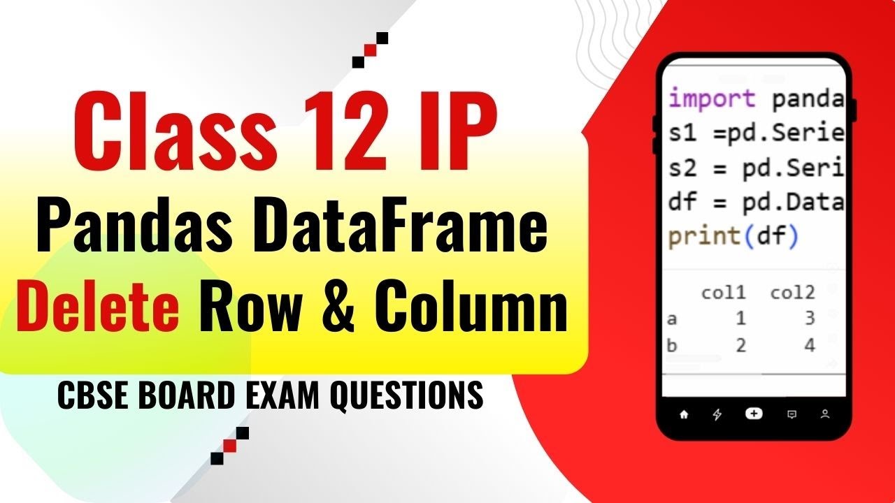 Class 12 IP DataFrame Delete row and Column | Pandas - YouTube