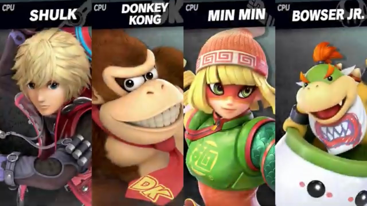 Super Smash Bros. Ultimate - Shulk vs Donkey Kong vs Min Min vs Bowser ...