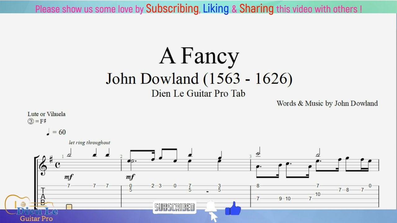 For Guitar Classical with TABs - John Dowland - A Fancy - YouTube