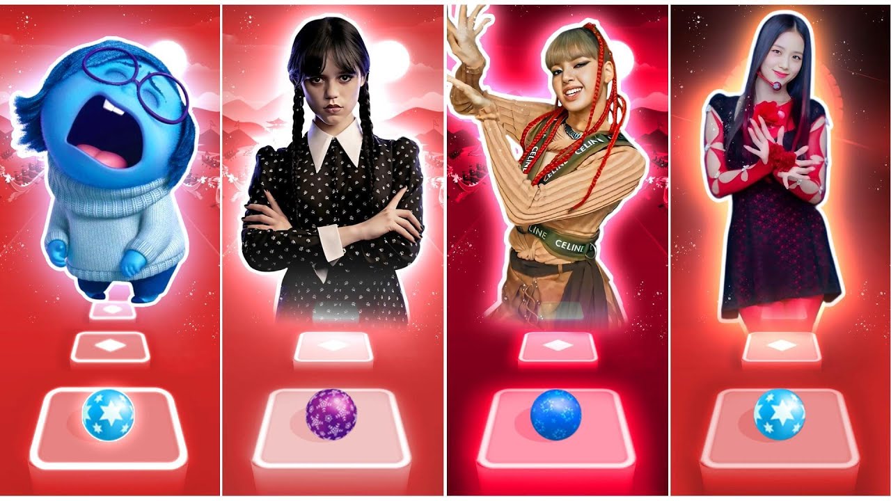 inside out sadness VS Wednesday Bloody Mary VS Lisa Money VS Jisoo ...