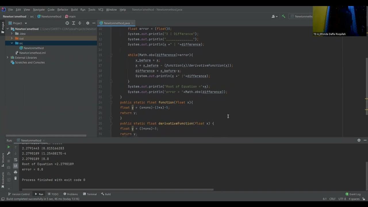 Newton Raphson method and implementation in the java programing Language - YouTube