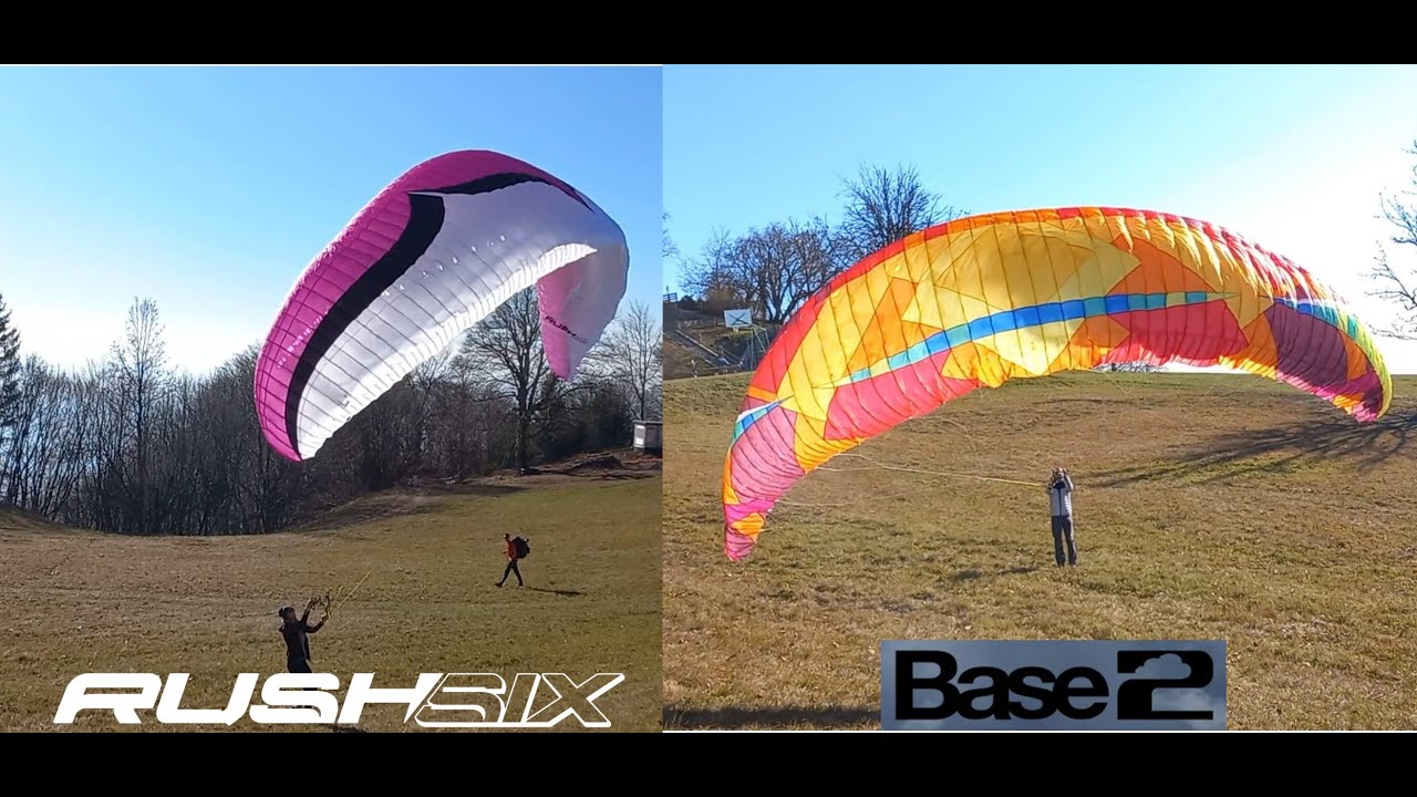Ozone Rush 6 - BGD Base 2 - Unpacking and First Flight - YouTube