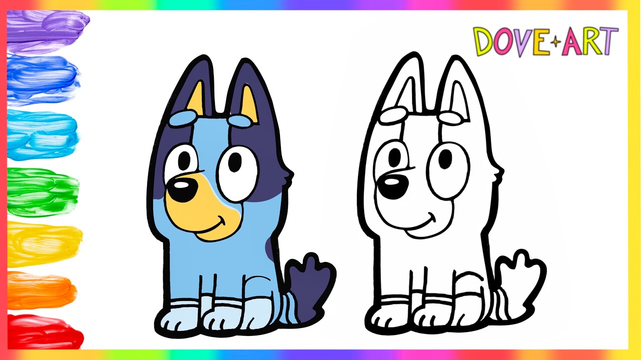 Drawing Bluey for Kids and Toddlers || How easy to Draw a Bluey - YouTube