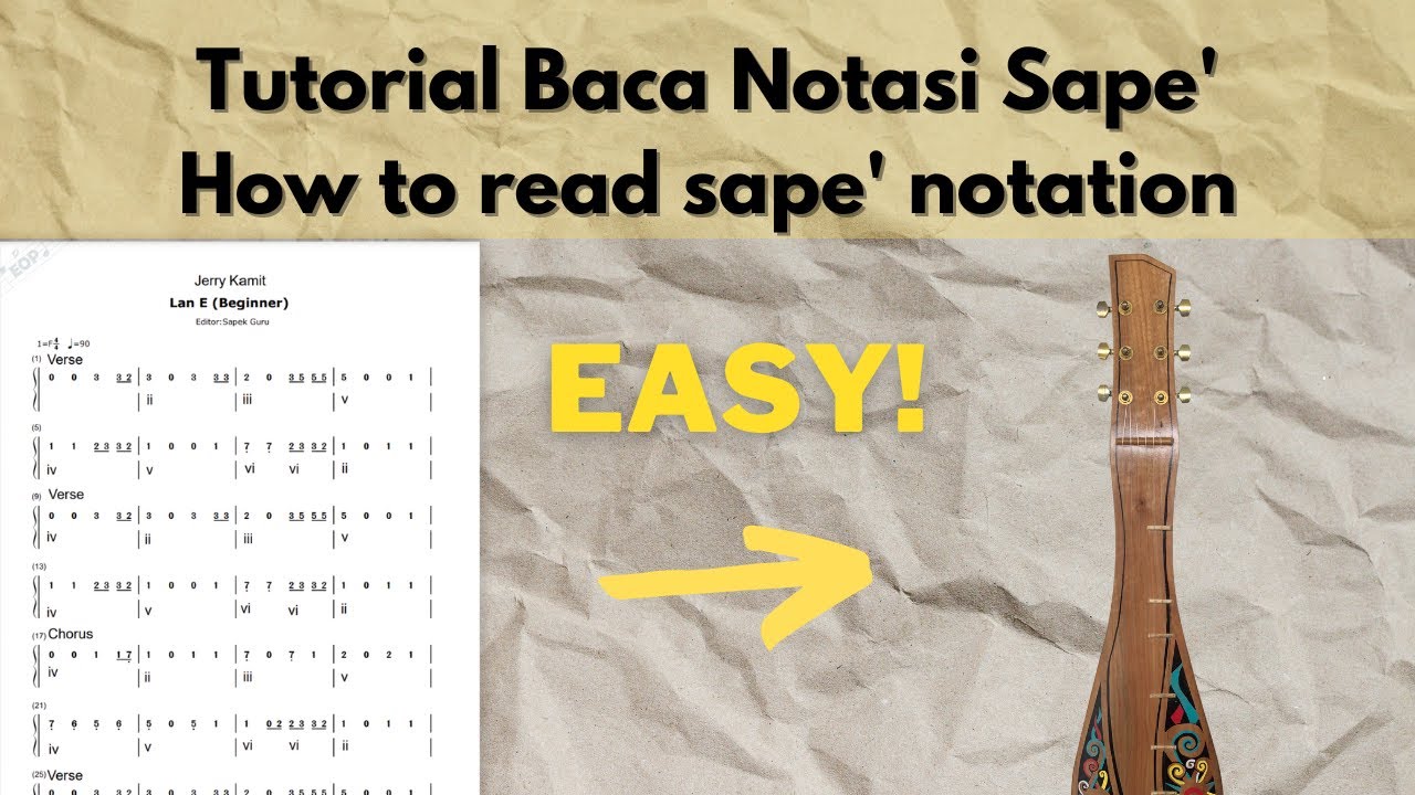 How to read sape' notation - Tutorial baca notasi sape' (Beginner ...