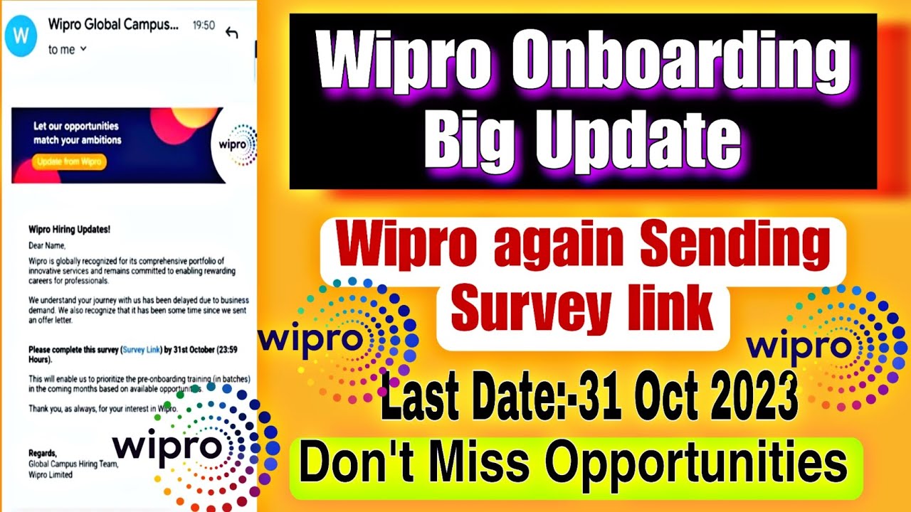 Wipro Pre-Onboarding Big Update 2023 | Wipro Survey link | Wipro ...
