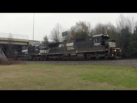 Norfolk Southern 325 in the Rain - NS 8300, 9664, 1081, 6715 - YouTube
