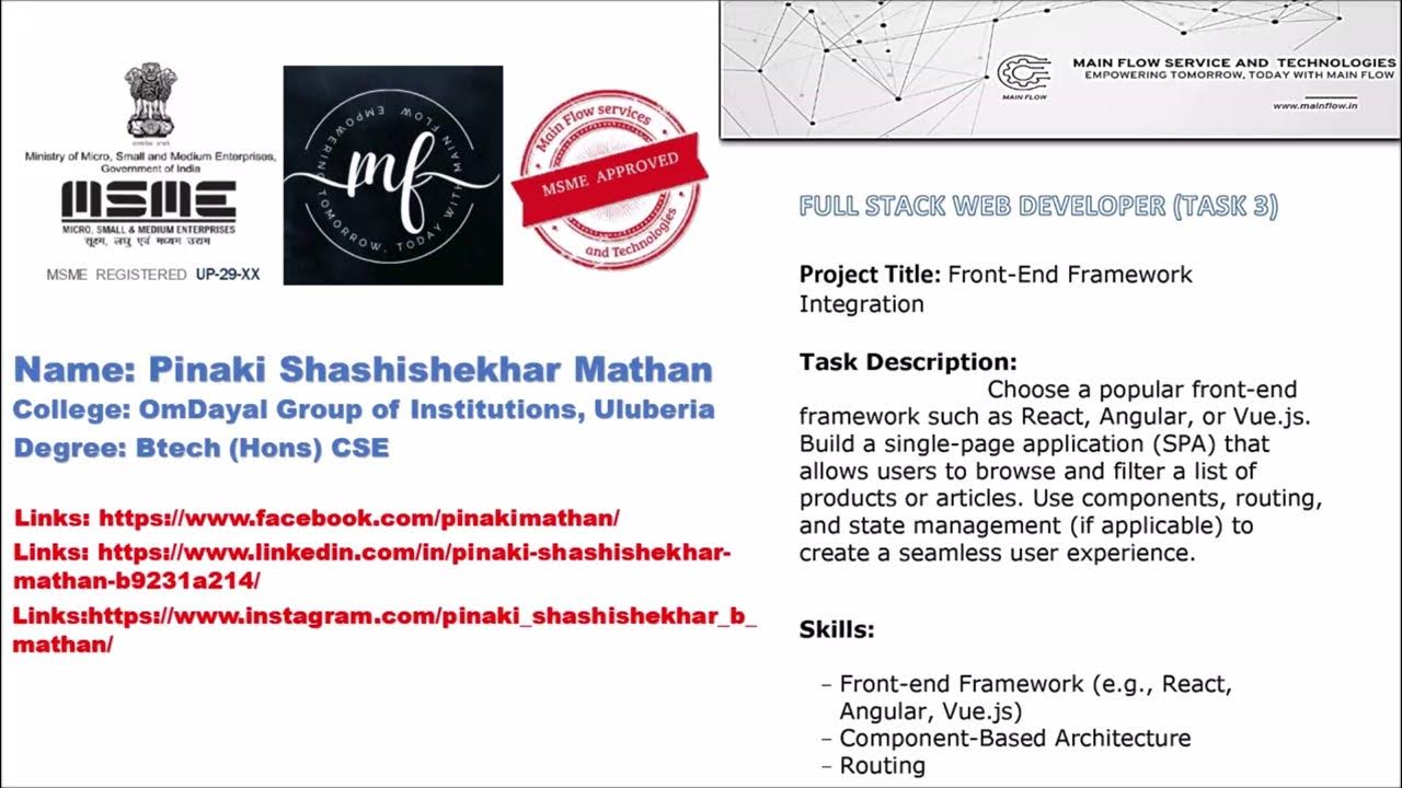 MainFlow-Intern-Pinaki-Front-End-Framework-Integration-Task-3 - YouTube