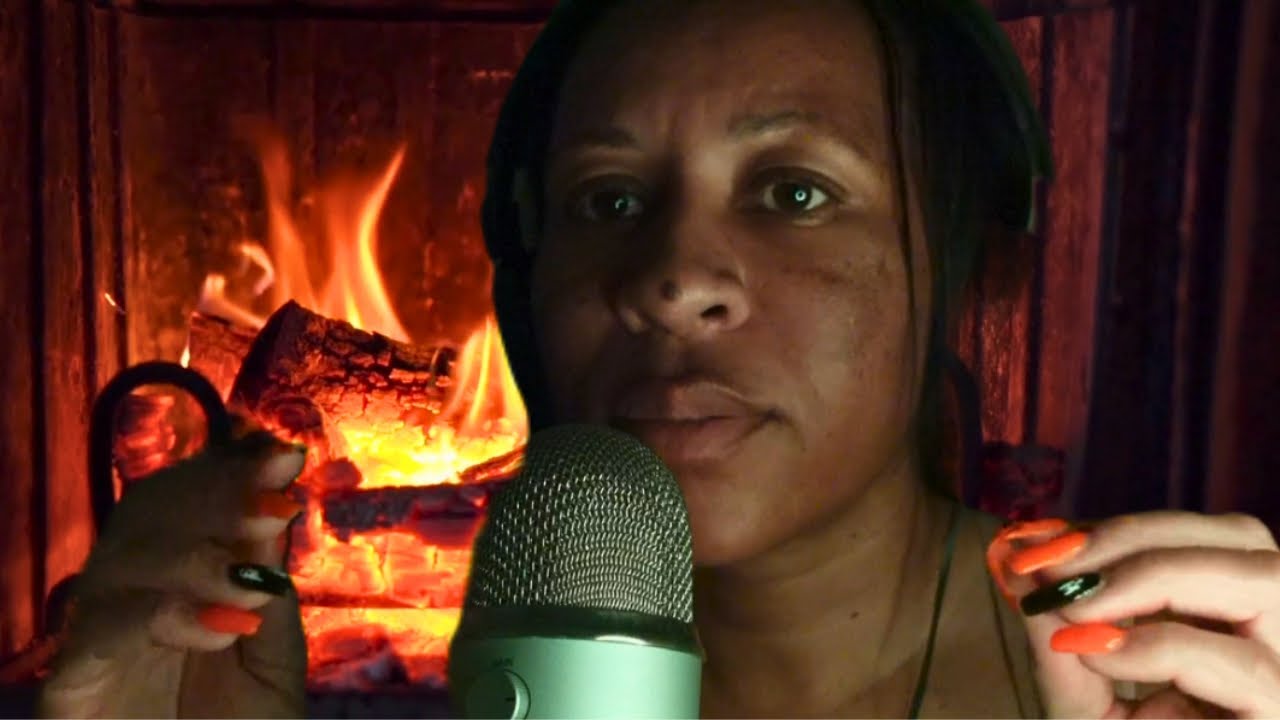 Cozy Fireplace ASMR: Relaxing Mouth Sounds & Gentle Fingernail Tapping - YouTube
