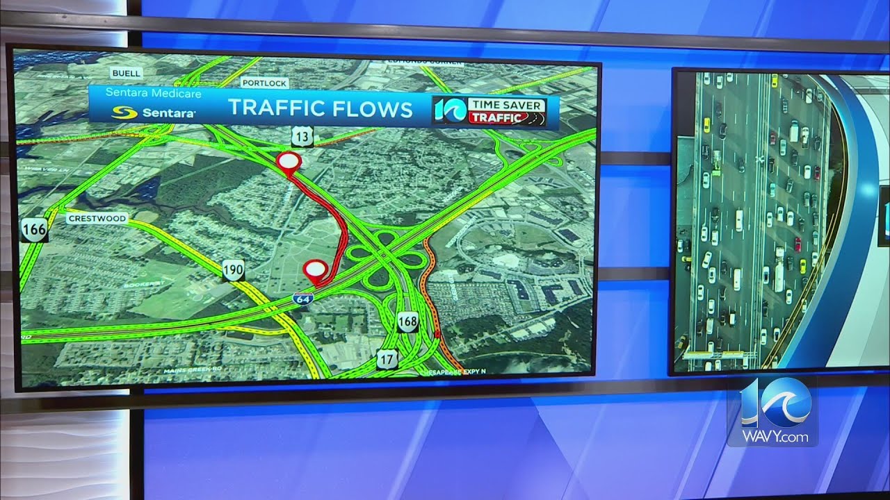 Construction at I-464/I-64 interchange in Chesapeake - YouTube