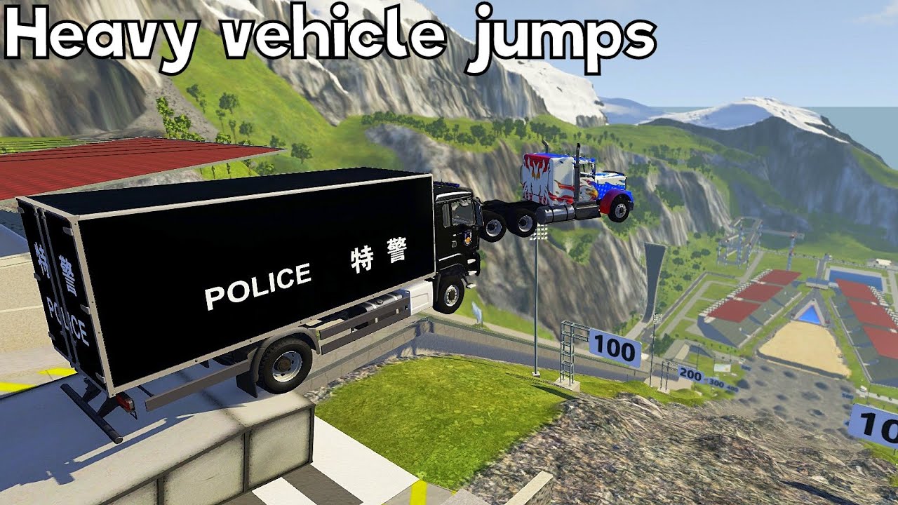 Heavy Vehicle High Speed Jumps From Big Ramp - BeamNG drive Car Jump ...