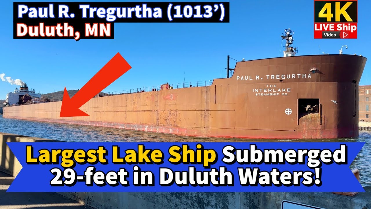 ⚓️Largest Lake Ship Submerged 29-feet in Duluth Waters! - YouTube