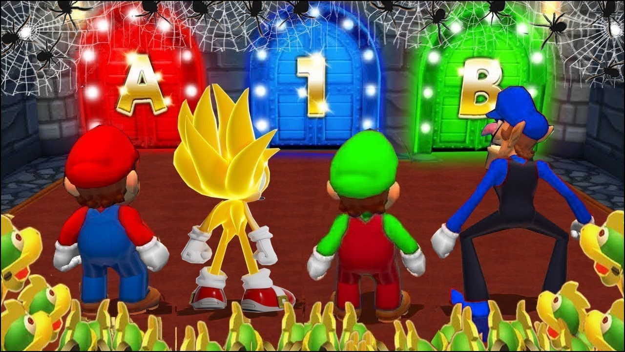Mario Party 9 MiniGames Super Sonic Vs Mario Vs Waluigi Vs Green Mario ...