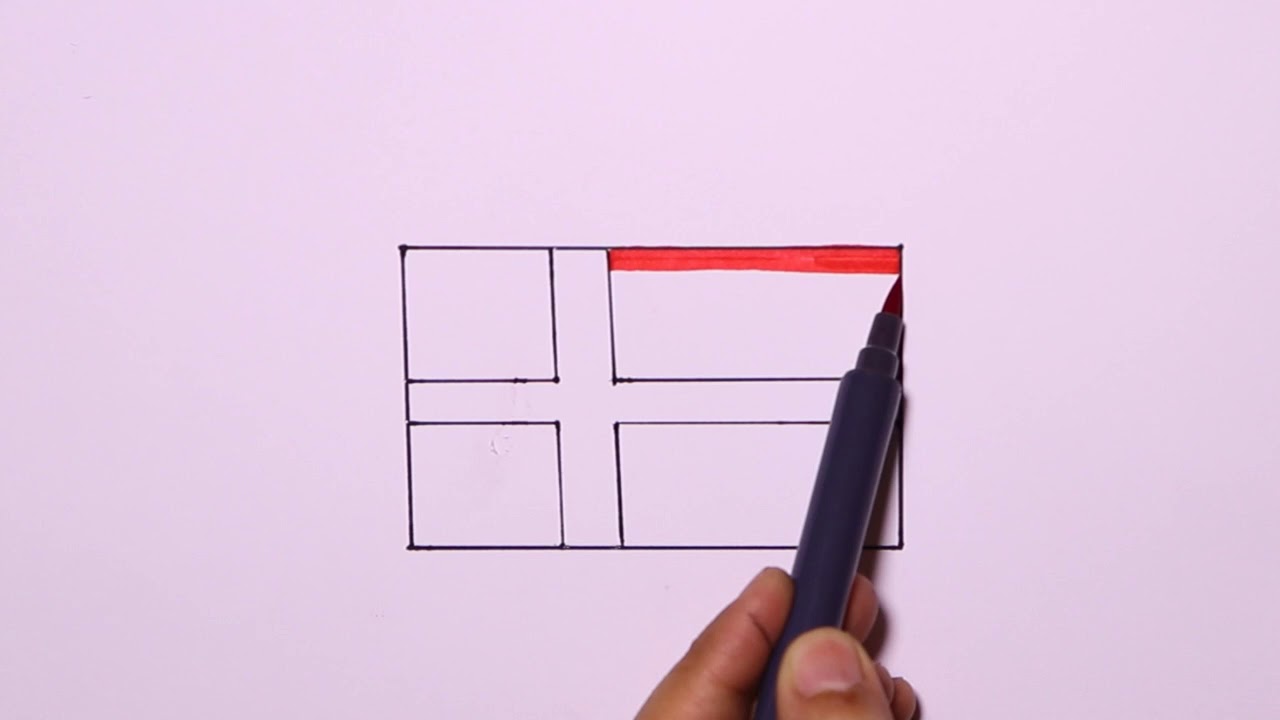 How to Draw Denmark Flag - Easy Drawing for kids - YouTube