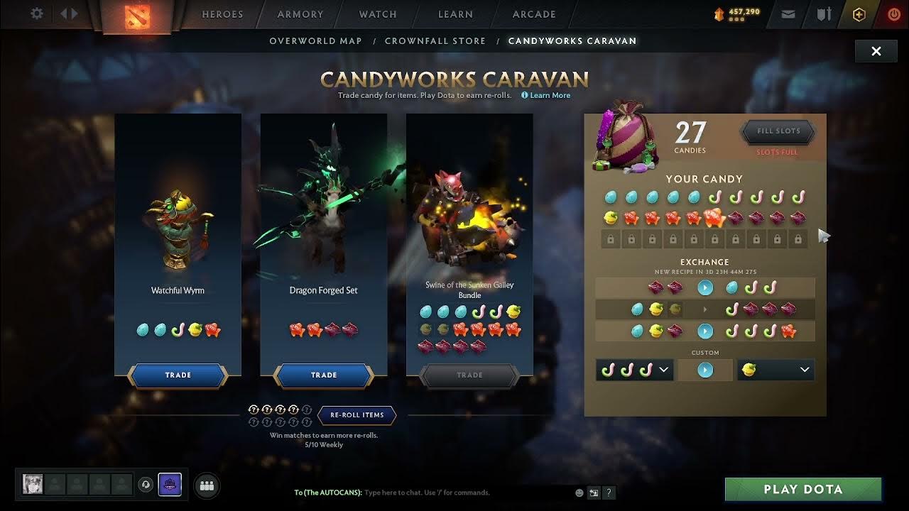 10 Re-roll Candyworks Caravan, My Lucky Day Techies Arcana After LC and 10 Coins | #50 Stream ...