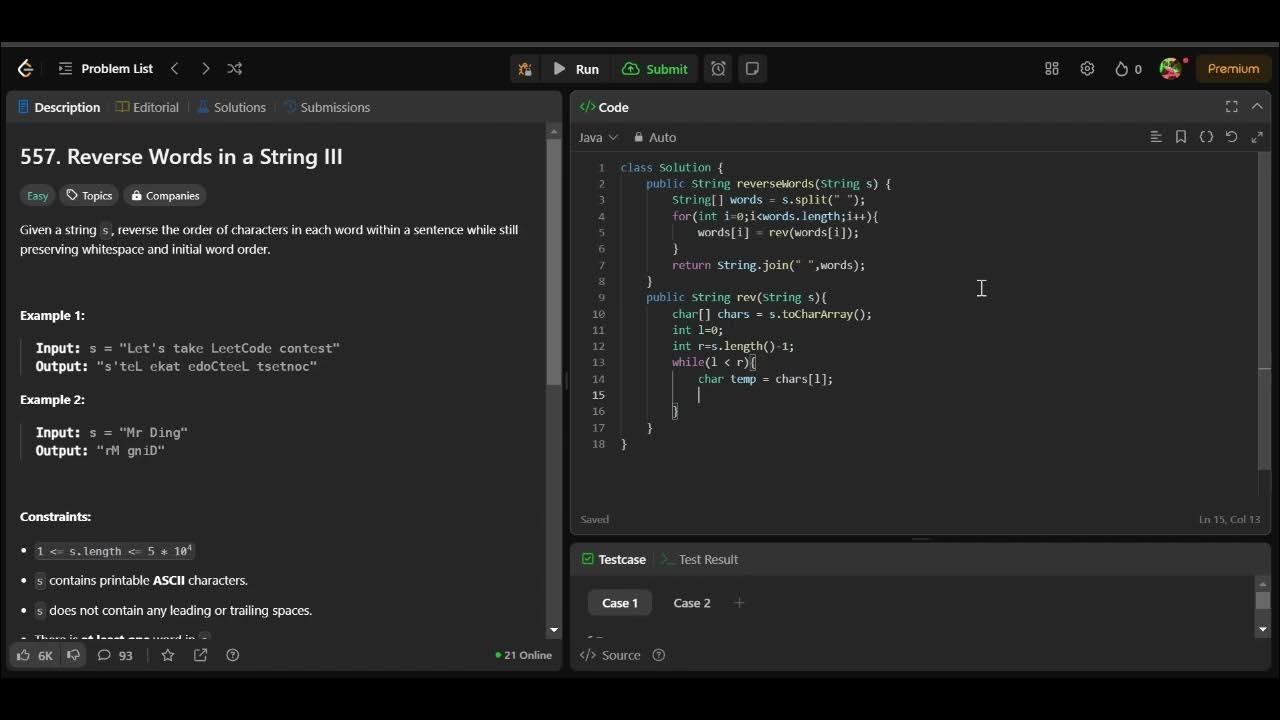 DSA Day-9 Strings 12/25 557. Reverse Words in a String III - YouTube