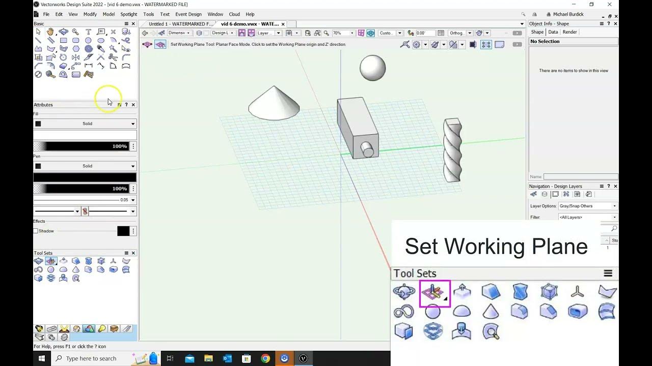 Vectorworks 6: 3D intro Views, Projection, Rendering, Planes - YouTube